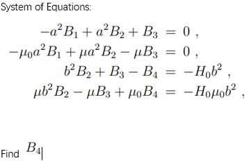 Solved System of Equations: -a?B + + B3 = 0, - μod?Β + μα? | Chegg.com