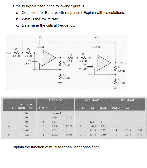 Solved i. Is the four-pole filter in the following figure | Chegg.com