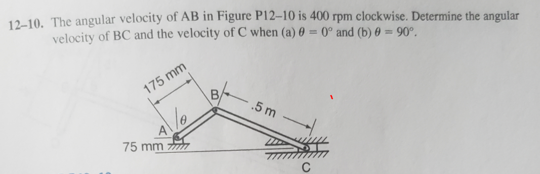 Solved 12-10. The angular velocity of AB in Figure P12–10 is | Chegg.com