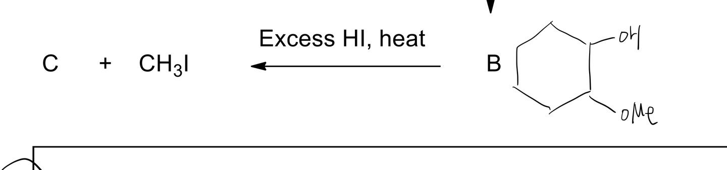 Solved Excess HI, heat ohl c + CH31 B ome | Chegg.com