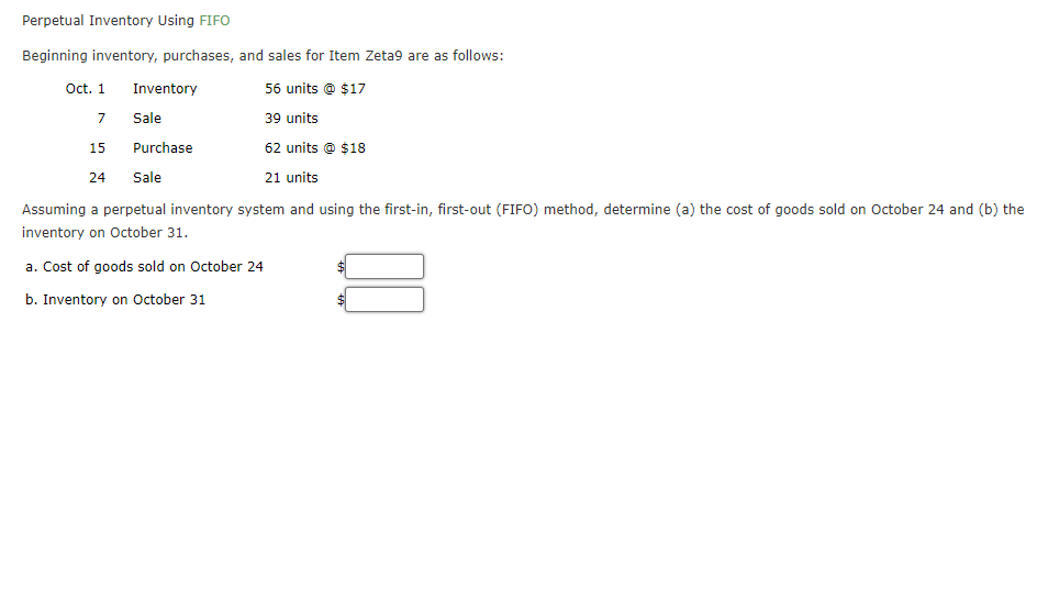 Solved Perpetual Inventory Using FIFO Beginning inventory, | Chegg.com