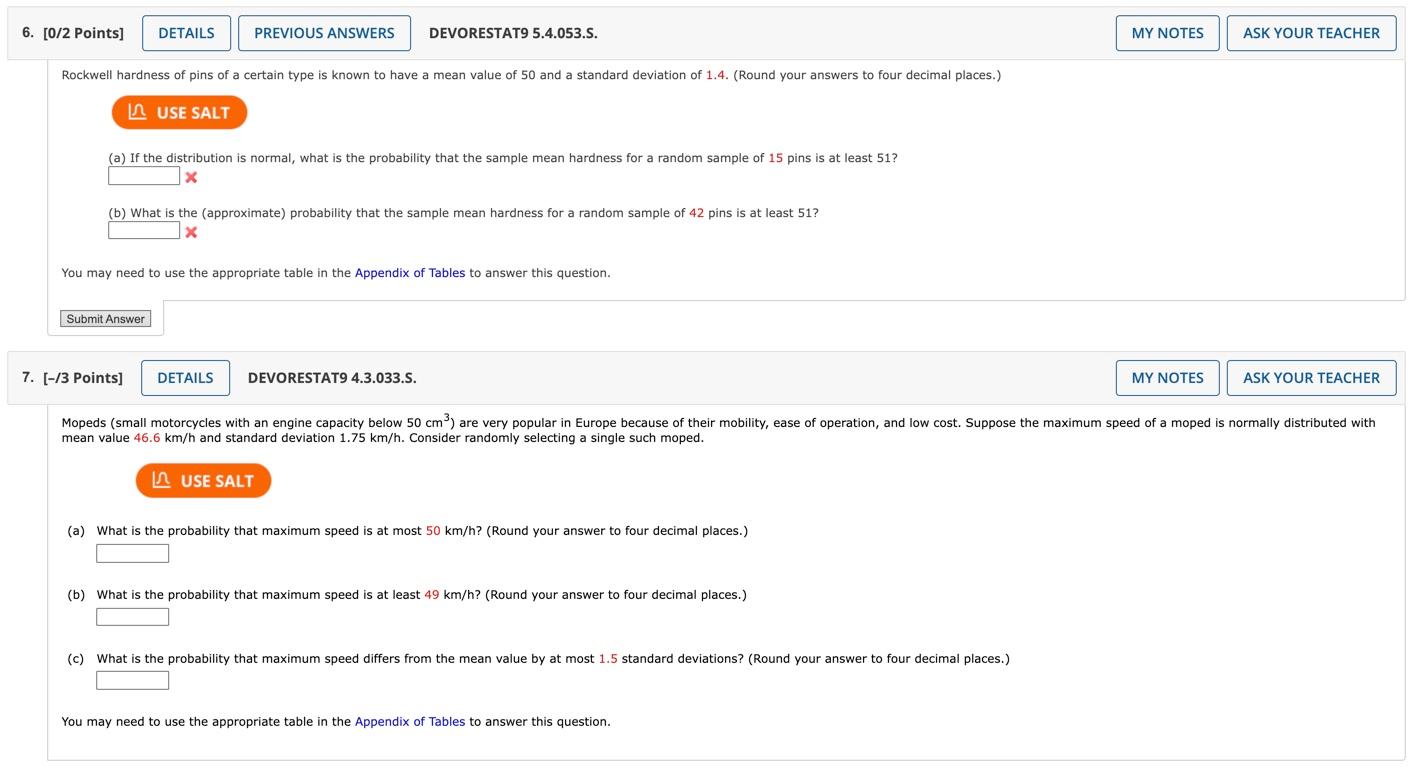 Solved 6. [0/2 Points] DETAILS PREVIOUS ANSWERS DEVORESTAT9 | Chegg.com