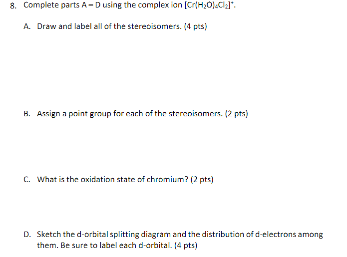 Solved Complete parts A - D using the complex ion | Chegg.com