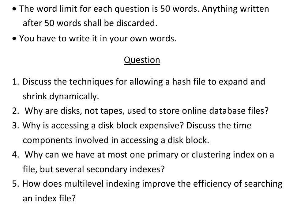 Solved • The word limit for each question is 50 words. | Chegg.com