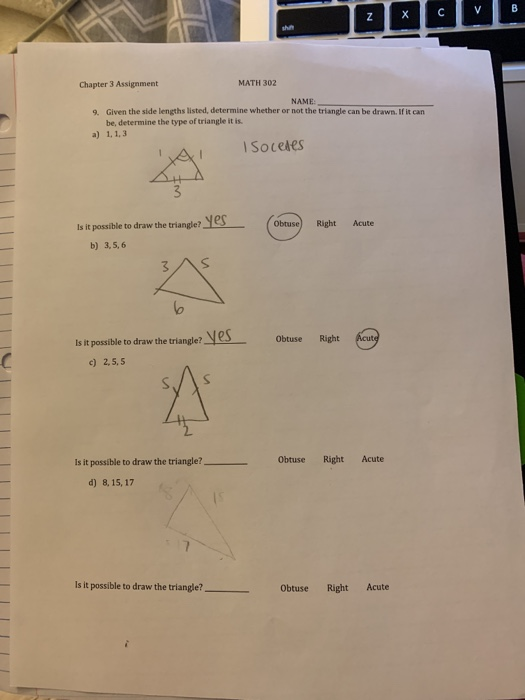 Solved Chapter 3 Assignment MATH 3072 NAME Given the side | Chegg.com