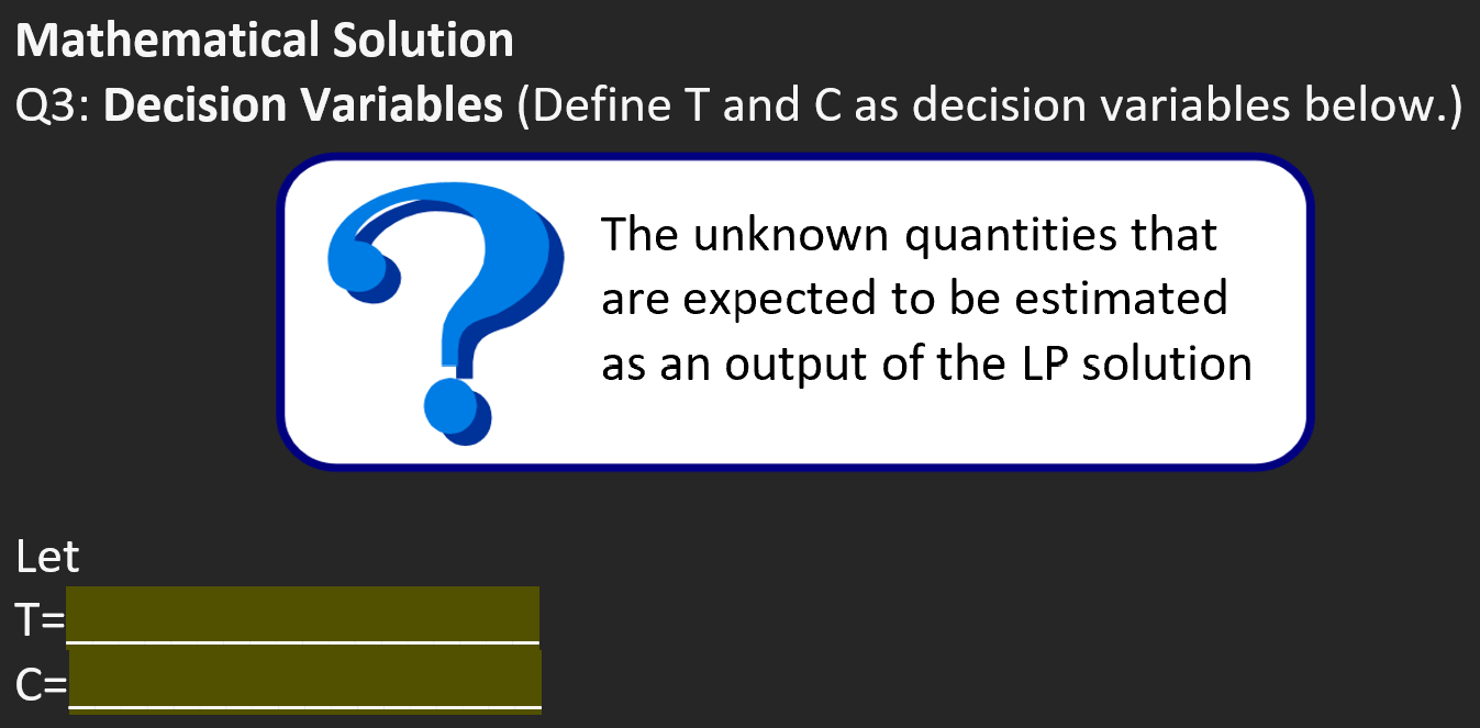Mathematical Solution Q3: Decision Variables (Define | Chegg.com