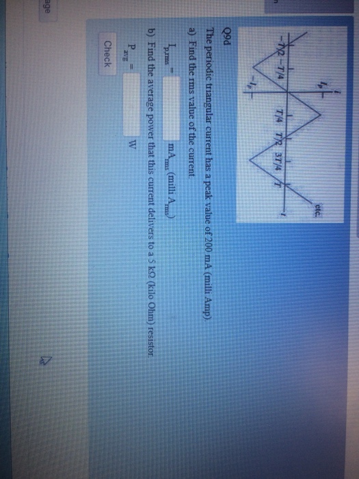 Solved The periodic triangular current has a peak value of | Chegg.com