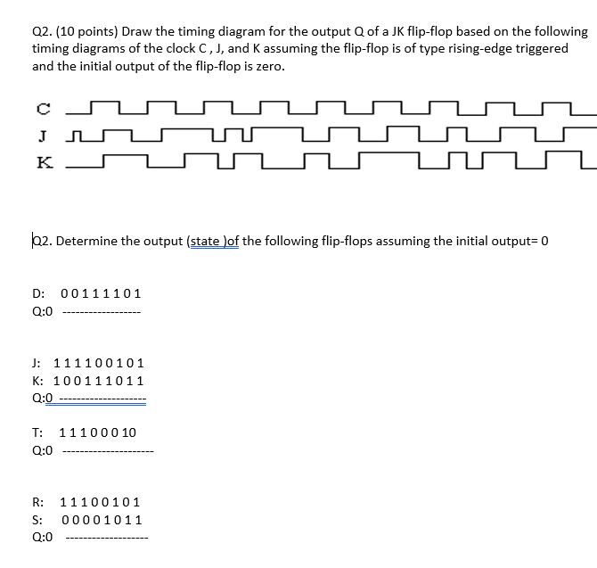 Solved Q2. (10 points) Draw the timing diagram for the | Chegg.com