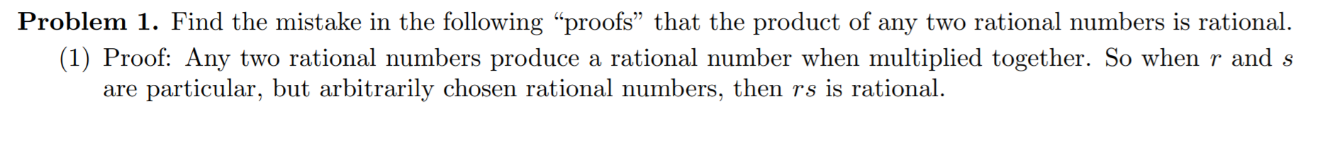 Solved Problem 1. Find the mistake in the following “proofs” | Chegg.com