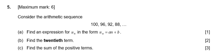 Solved 5. [Maximum mark: 6] Consider the arithmetic sequence | Chegg.com