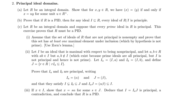 Solved 2. Principal ideal domains. (a) Let R be an integral | Chegg.com