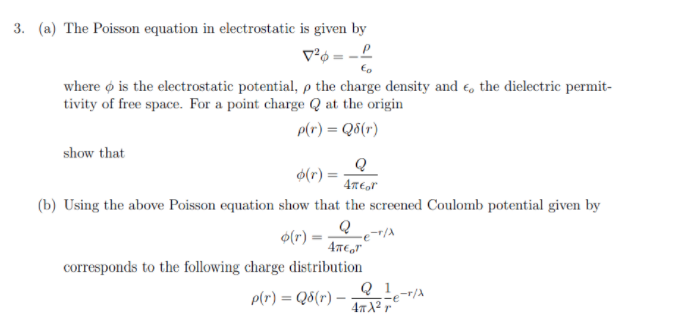 Solved Eo 3. (a) The Poisson equation in electrostatic is | Chegg.com