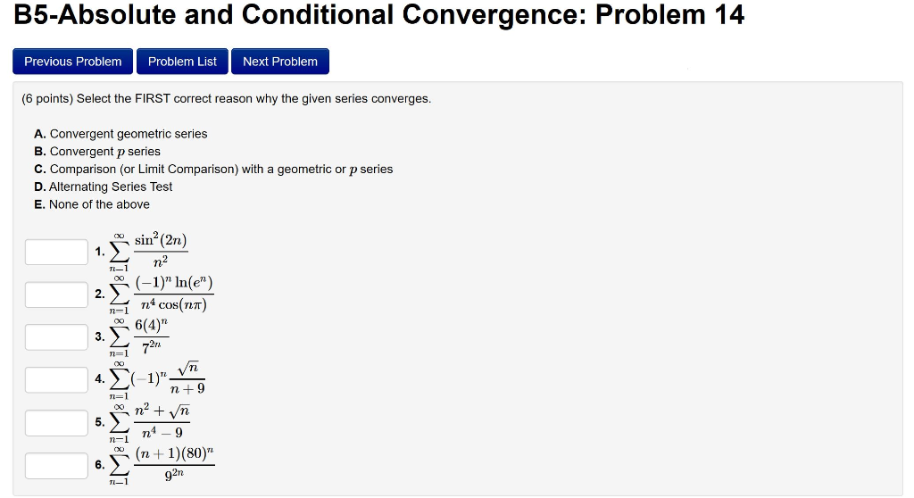 Solved B5-Absolute and Conditional Convergence: Problem 14 | Chegg.com