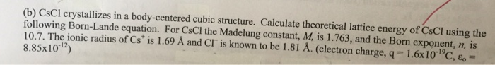 Solved CsCl crystallizes in a body-centered cubic structure. | Chegg.com