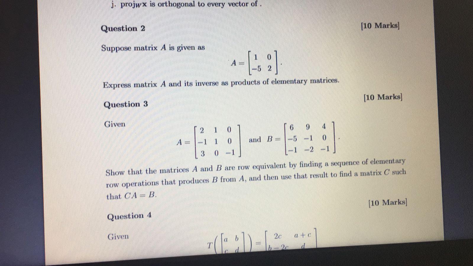 Solved j. projwx is orthogonal to every vector of . Question | Chegg.com
