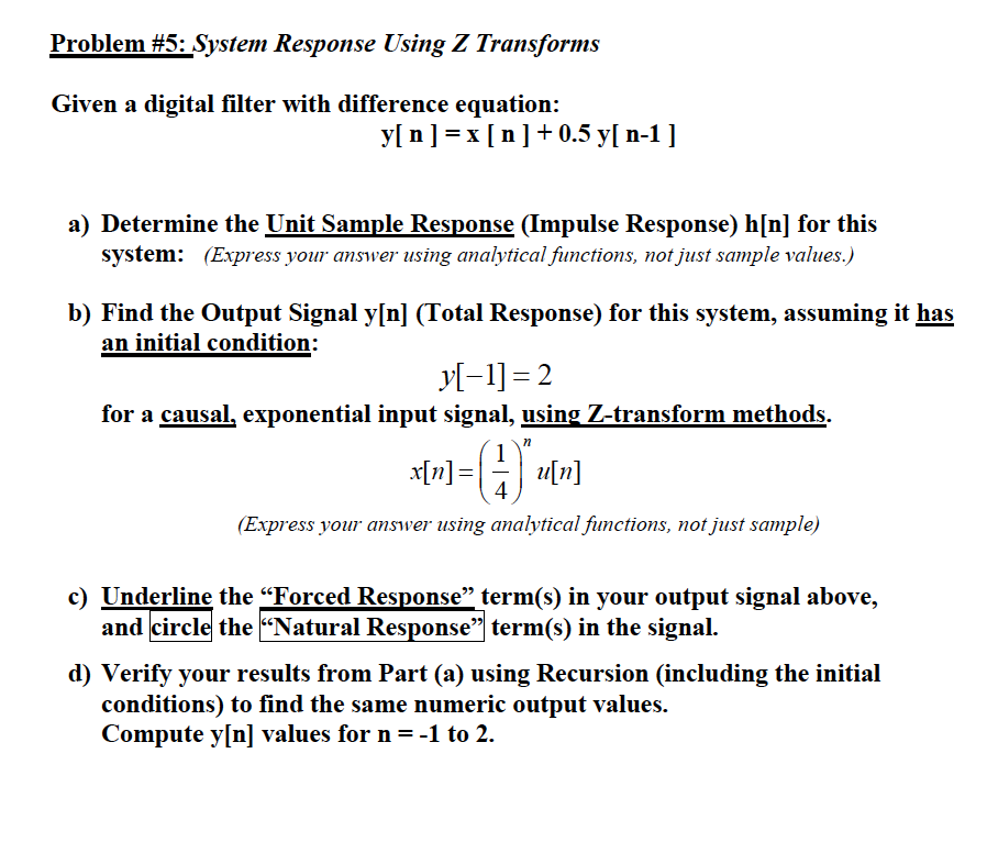 Solved Problem #5: System Response Using Z Transforms Given | Chegg.com