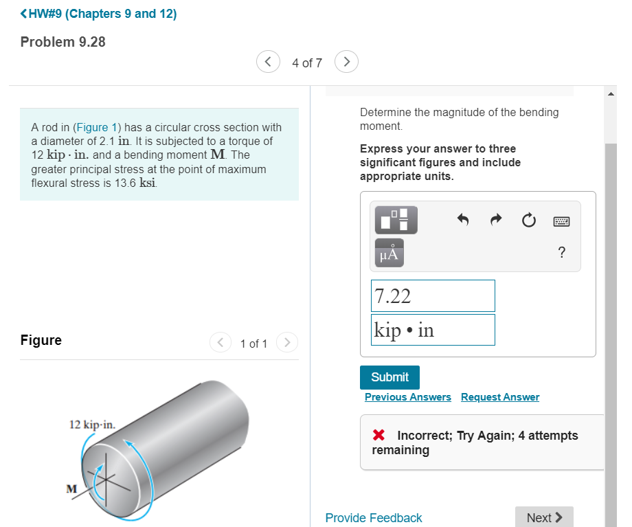 Solved Determine the magnitude of the bending moment. A rod | Chegg.com