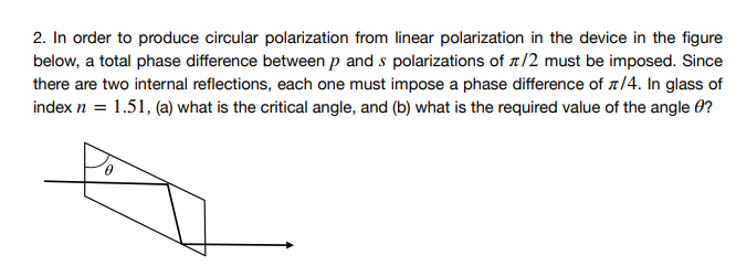 Solved 2. In order to produce circular polarization from | Chegg.com