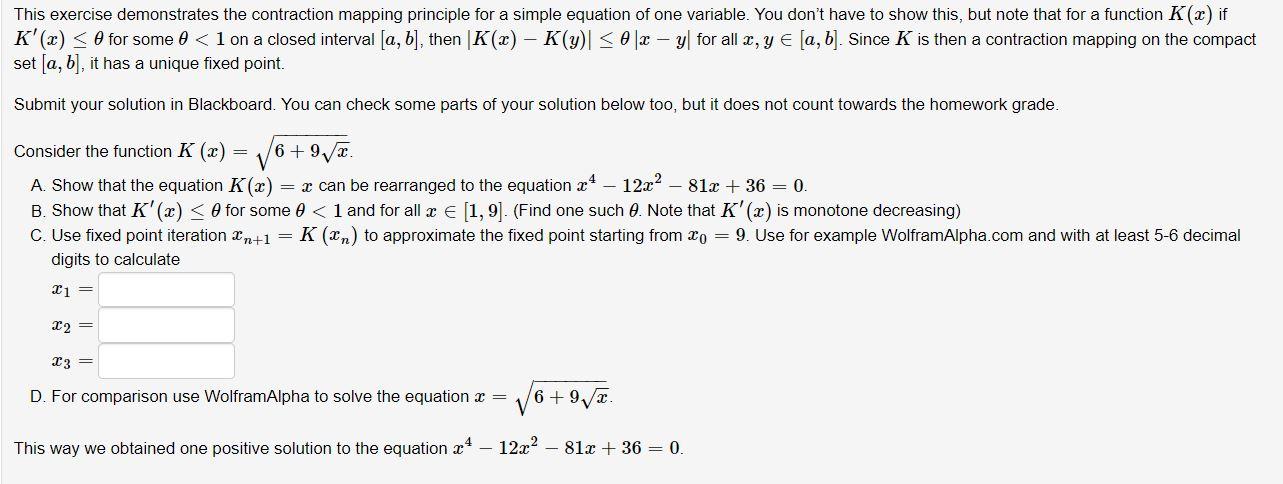 Solved This exercise demonstrates the contraction mapping | Chegg.com