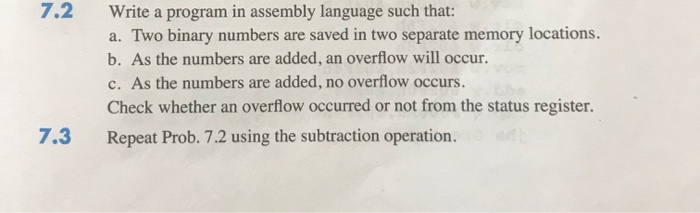 Solved 7.2 Write a program in assembly language such that: | Chegg.com