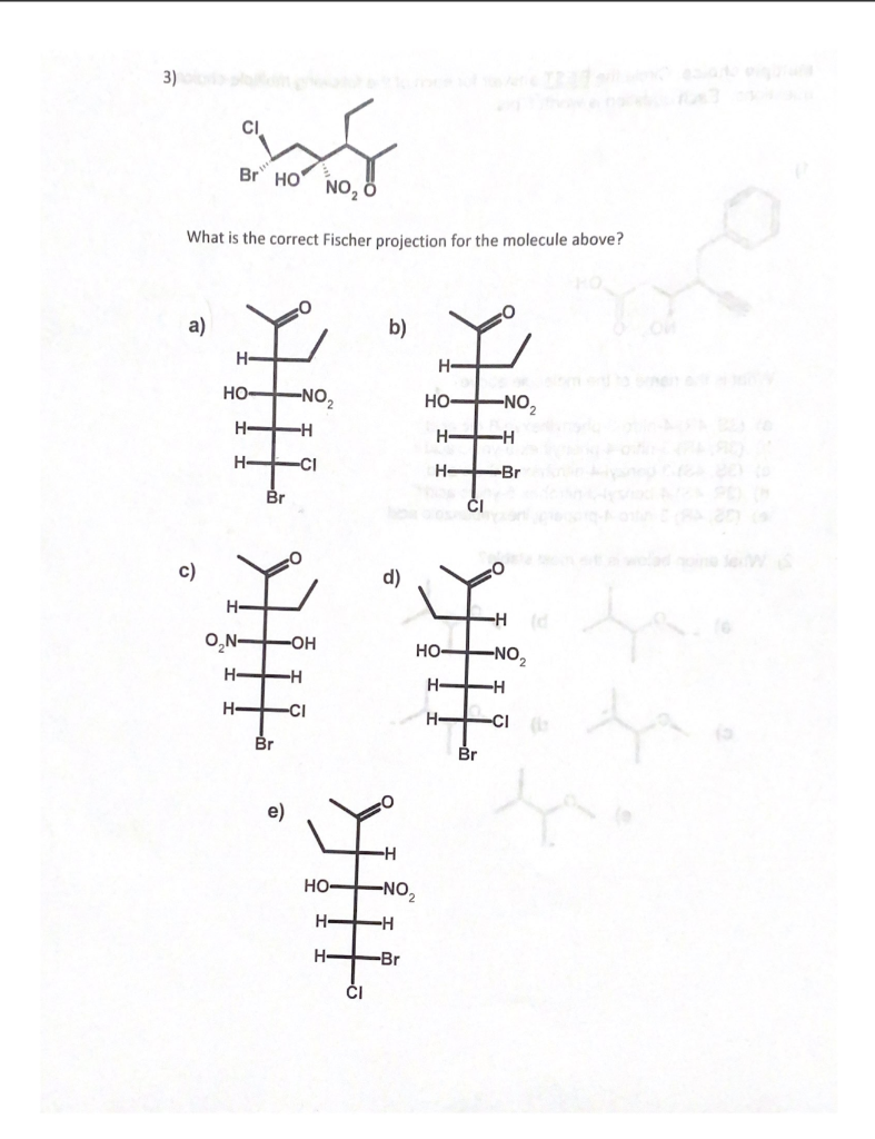 Solved What is the correct Fischer projection for the | Chegg.com