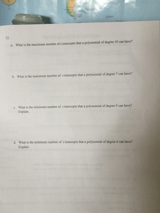 Solved 12. a. What is the maximum number of x intercepts | Chegg.com