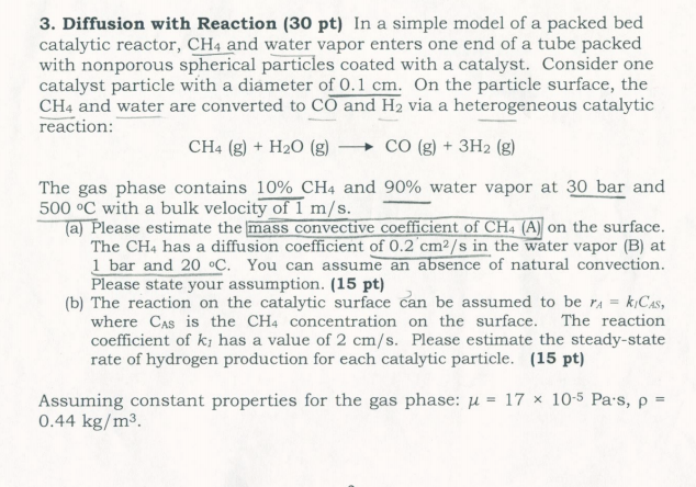 3. Diffusion with Reaction (30 pt) In a simple model | Chegg.com