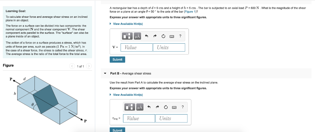 Solved A rectangular bar has a depth of d = 9 cm and a | Chegg.com