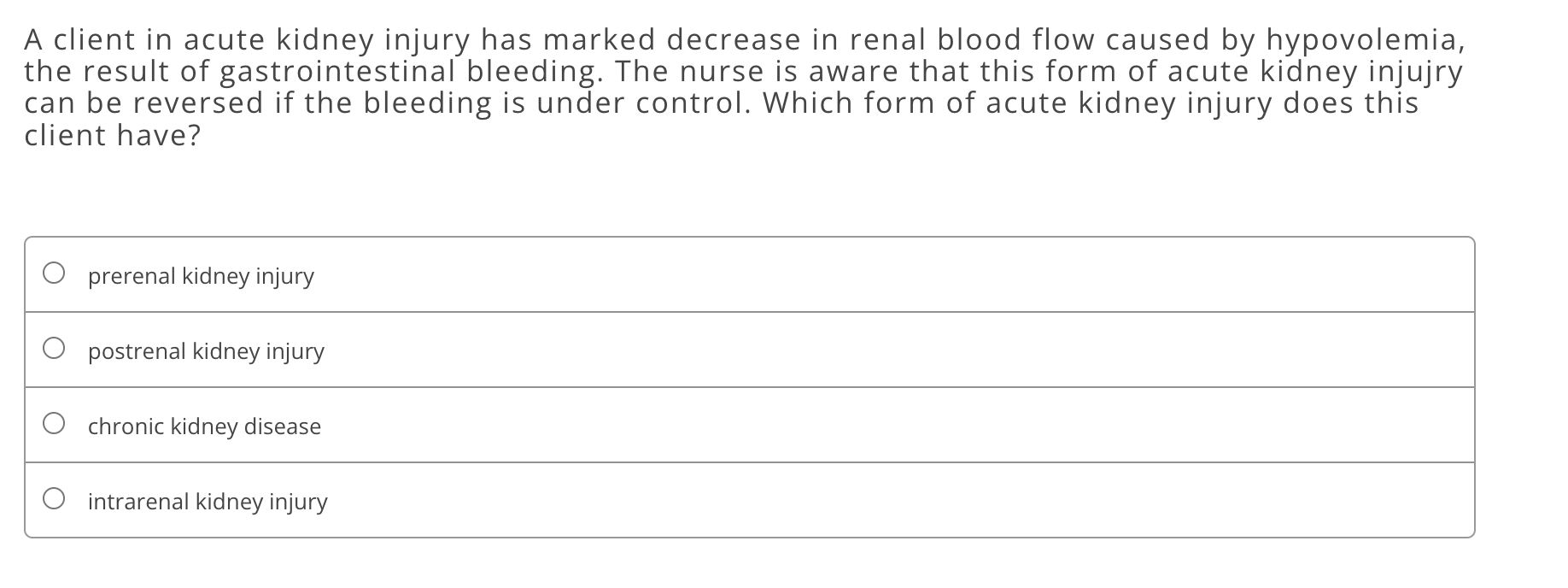 Solved A client in acute kidney injury has marked decrease | Chegg.com
