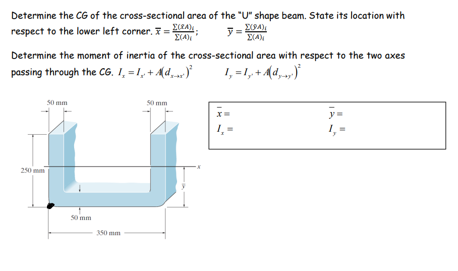 Solved Determine the CG of the cross-sectional area of the " | Chegg.com