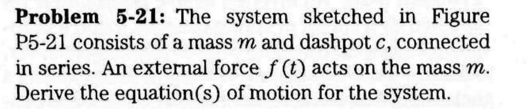 Solved Problem 5-21: The system sketched in Figure P5-21 | Chegg.com