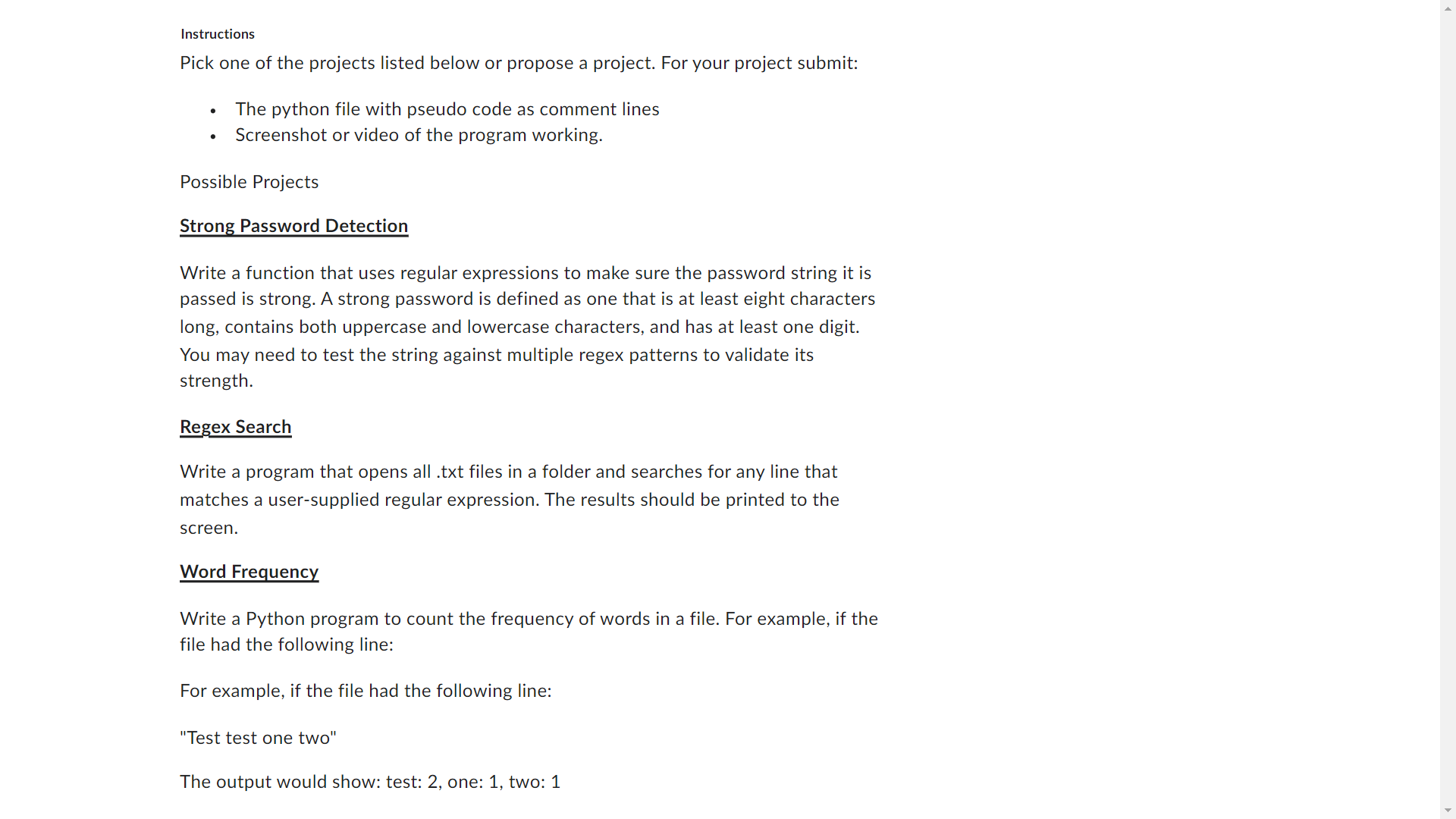 Solved Instructions Pick one of the projects listed below or | Chegg.com