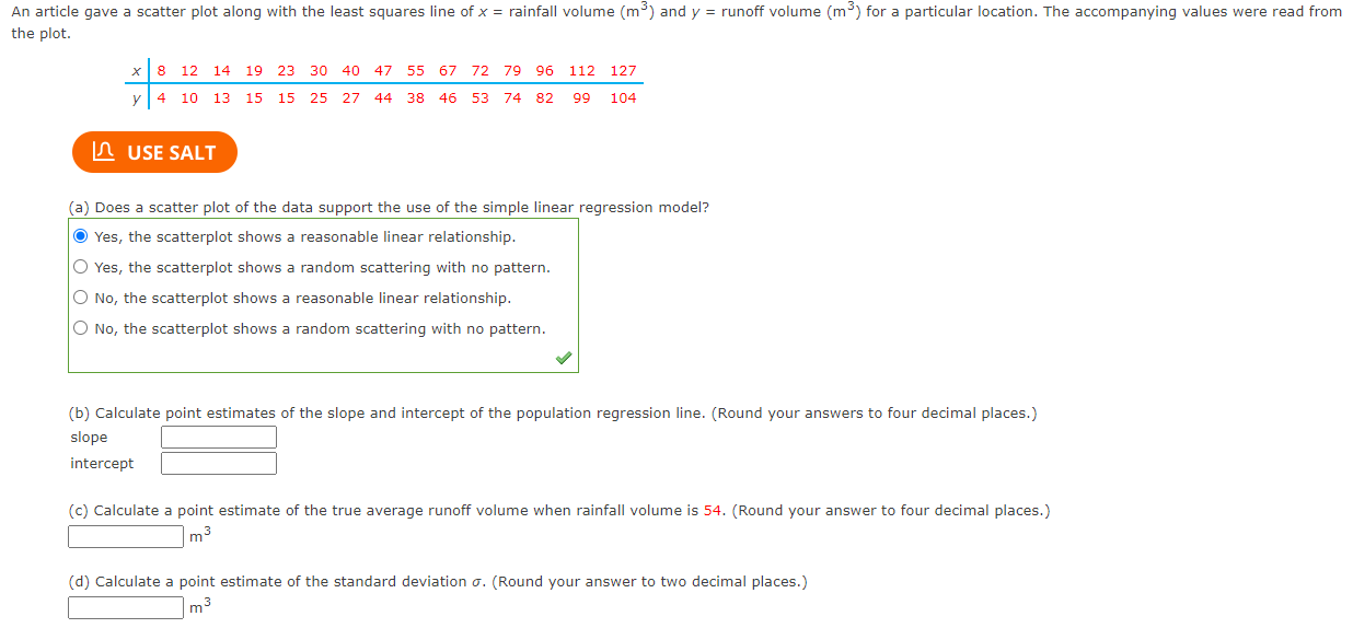 Solved (a) Does a scatter plot of the data support the use | Chegg.com