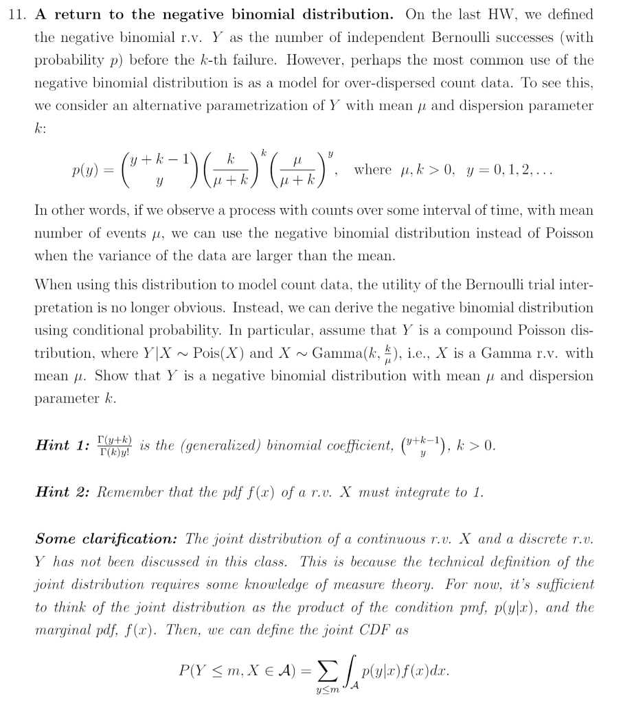 11. A return to the negative binomial distribution. | Chegg.com
