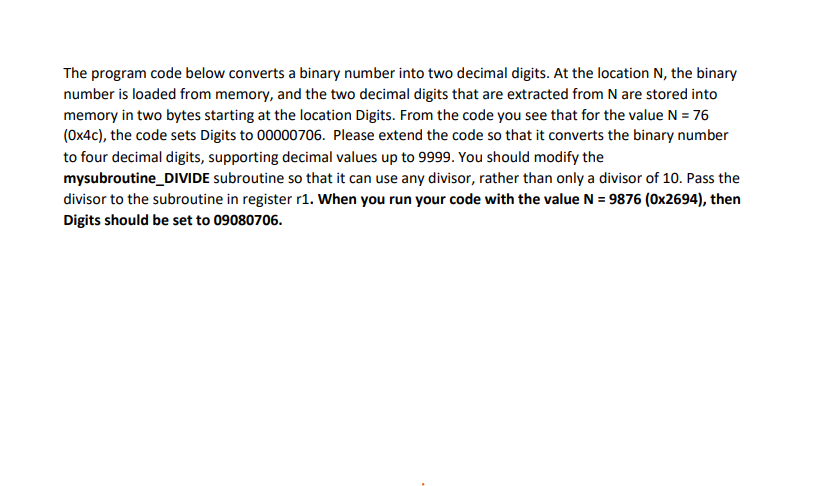 Solved The program code below converts a binary number into | Chegg.com