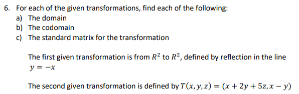 Solved 6. For each of the given transformations, find each | Chegg.com
