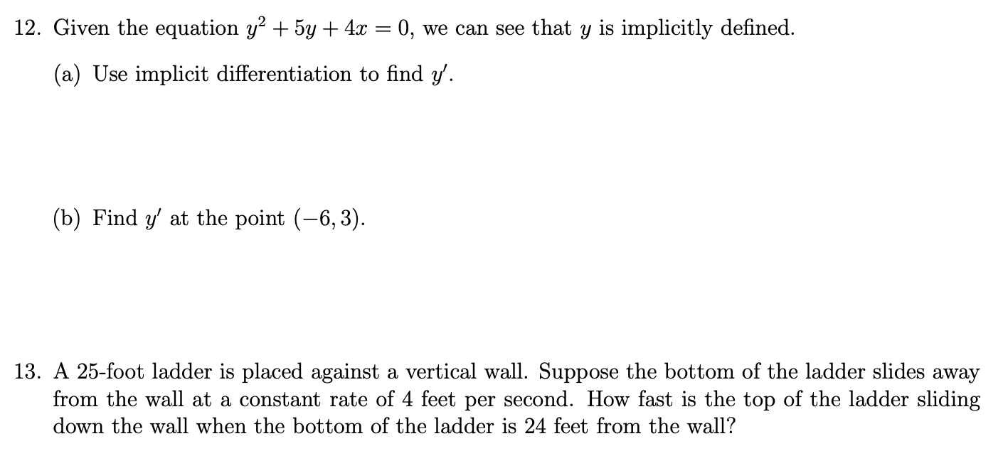 Solved 2. Given the equation y2+5y+4x=0, we can see that y | Chegg.com