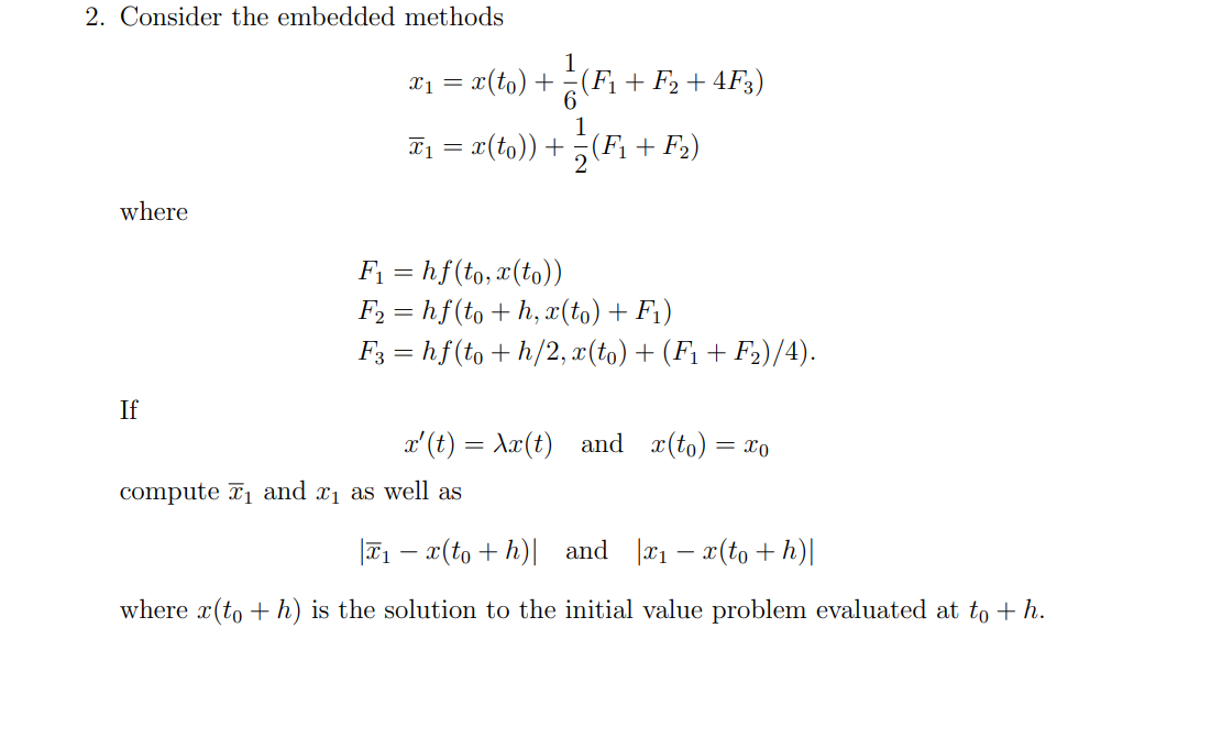 Solved 2. Consider the embedded methods | Chegg.com