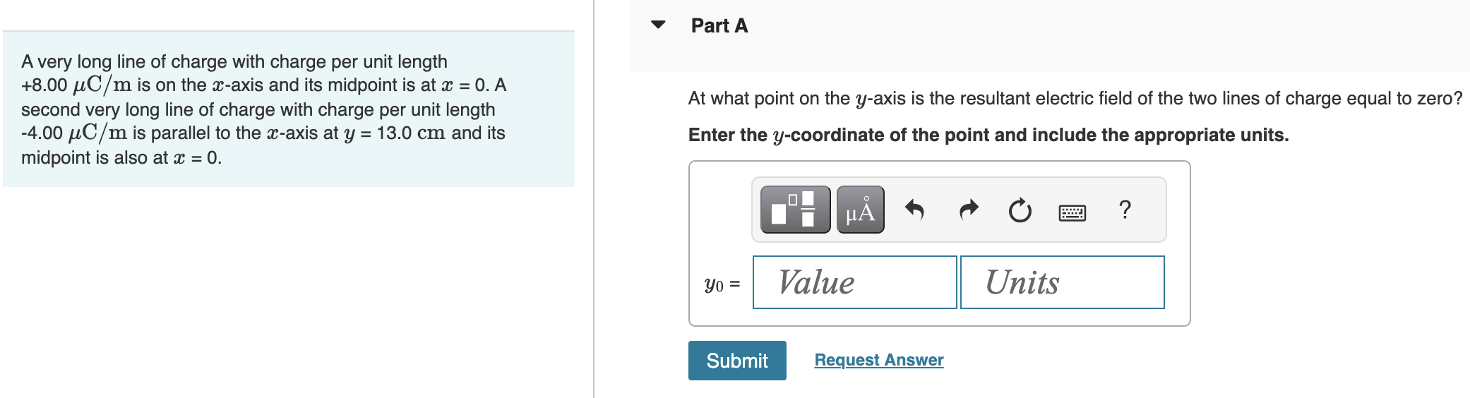 Solved A very long line of charge with charge per unit | Chegg.com