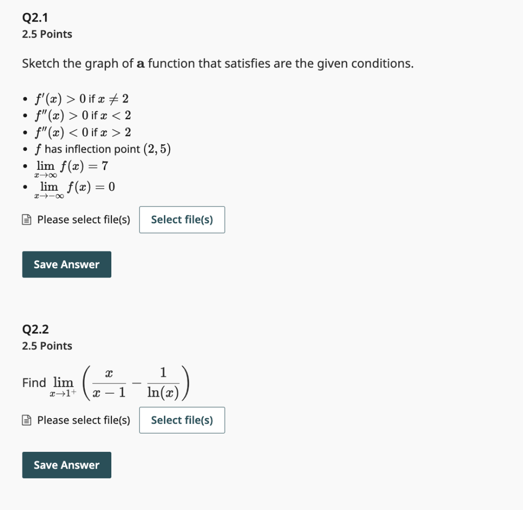 Q2.1 2.5 Points Sketch the graph of a function that | Chegg.com