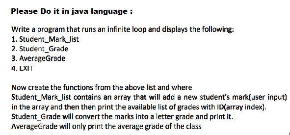 Solved Please Do it in java language : Write a program that | Chegg.com