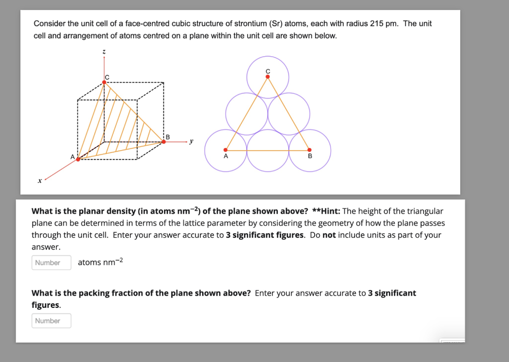 Solved Consider The Unit Cell Of A Face Centred Cubic