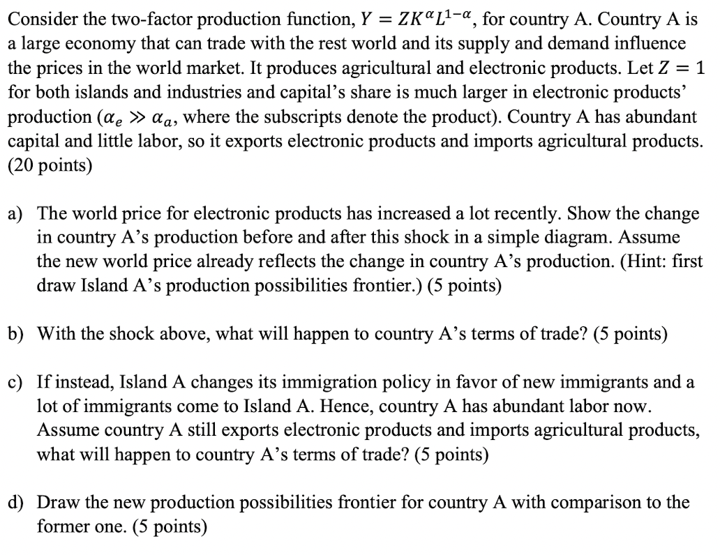 Solved Consider the two-factor production function, | Chegg.com