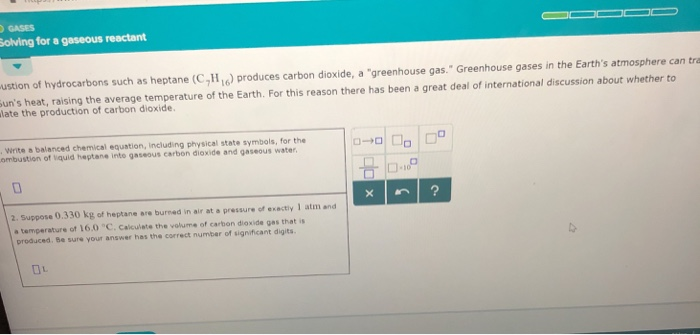 Solved GASES olving for a gaseous reactant ustion of | Chegg.com