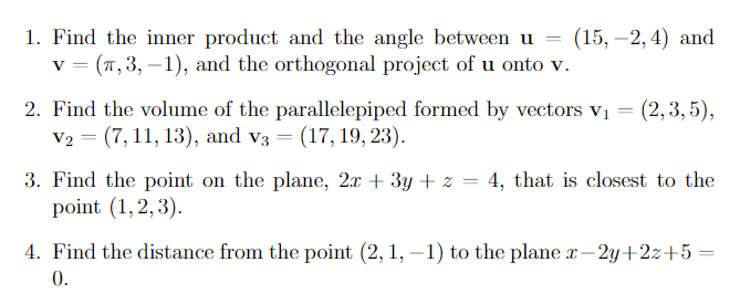 Solved 1. Find the inner product and the angle between | Chegg.com
