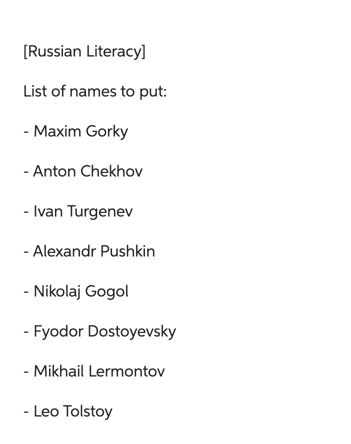 [Russian Literacy] List of names to put: - Maxim | Chegg.com