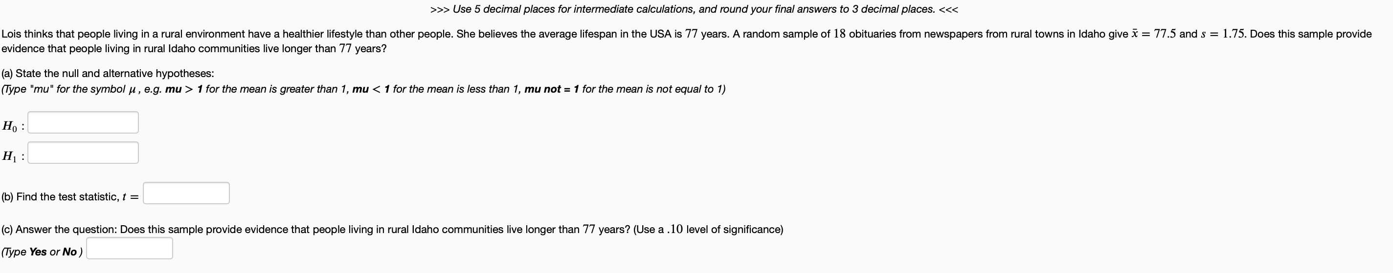 Solved >> Use 5 decimal places for intermediate | Chegg.com