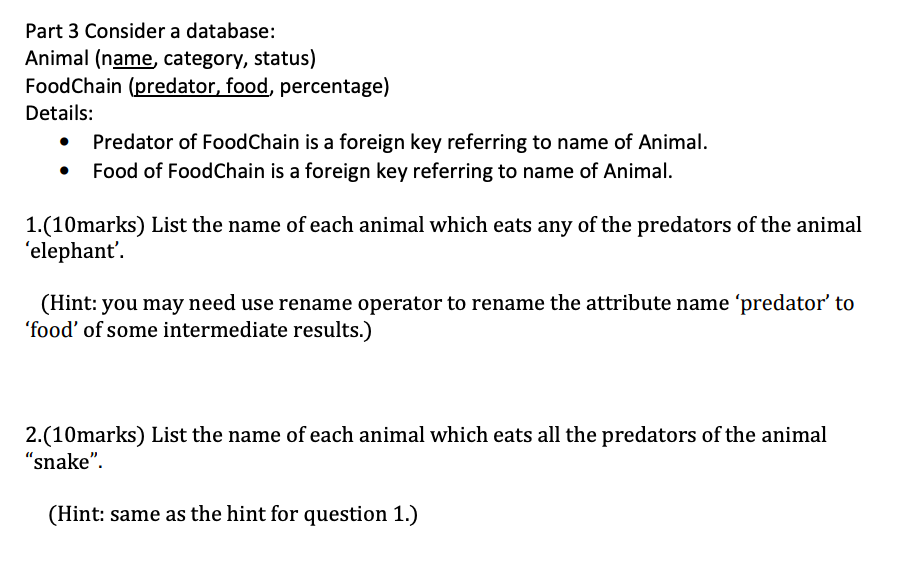 Solved Write the following queries in relational algebra. | Chegg.com