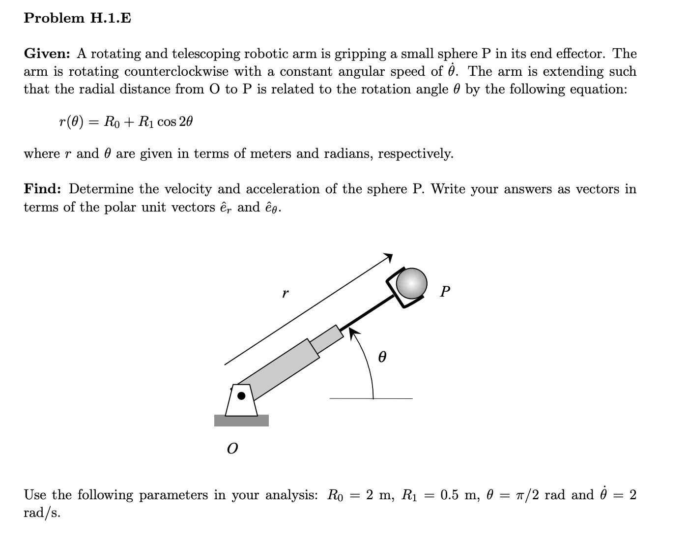 Solved Problem H.1.EGiven: A rotating and telescoping | Chegg.com