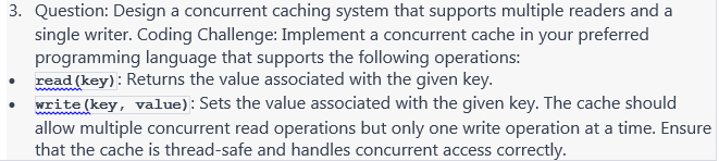 Solved Question: Design a concurrent caching system that | Chegg.com